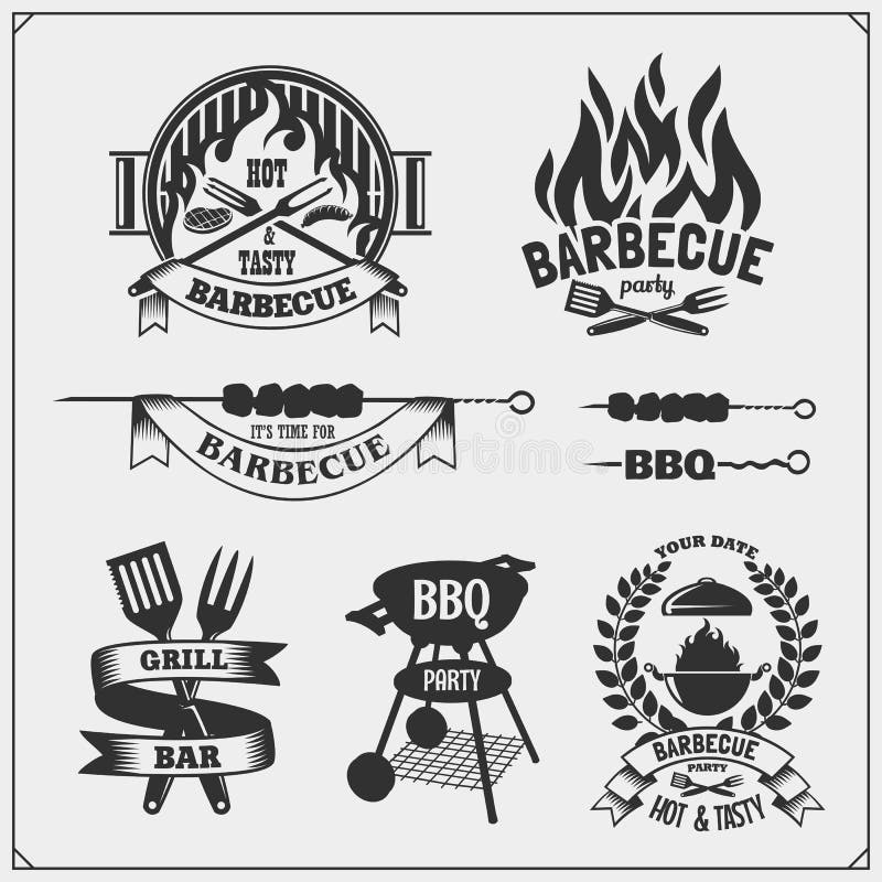 BBQ and Grill Labels Set. Barbecue Emblems, Badges and Design Elements ...