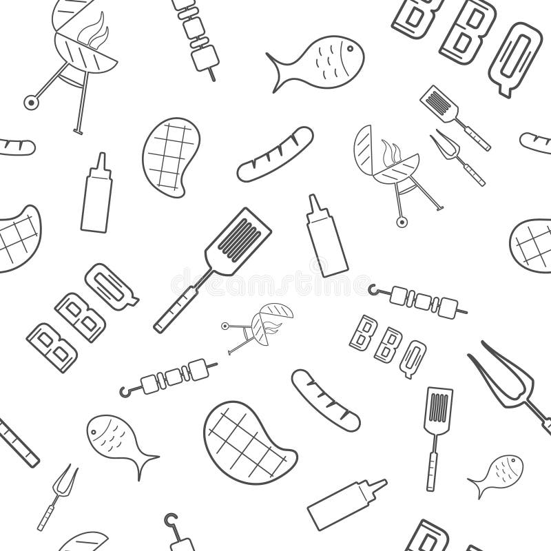 BBQ Grill Seamless Pattern. Stock Vector - Illustration of cloth ...