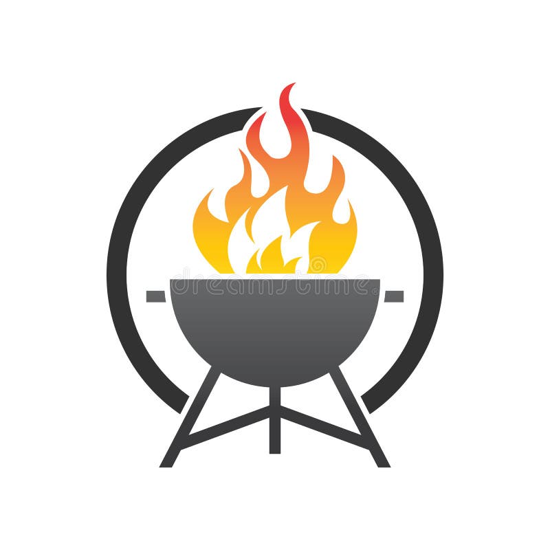 BBQ Grill Simple and Symbol Icon with Smoke or Steam Logo Stock Vector ...