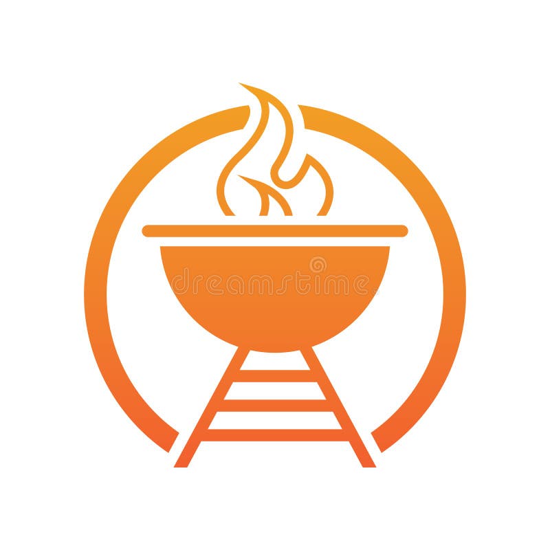 BBQ Grill Simple and Symbol Icon with Smoke or Steam Logo Stock Vector ...