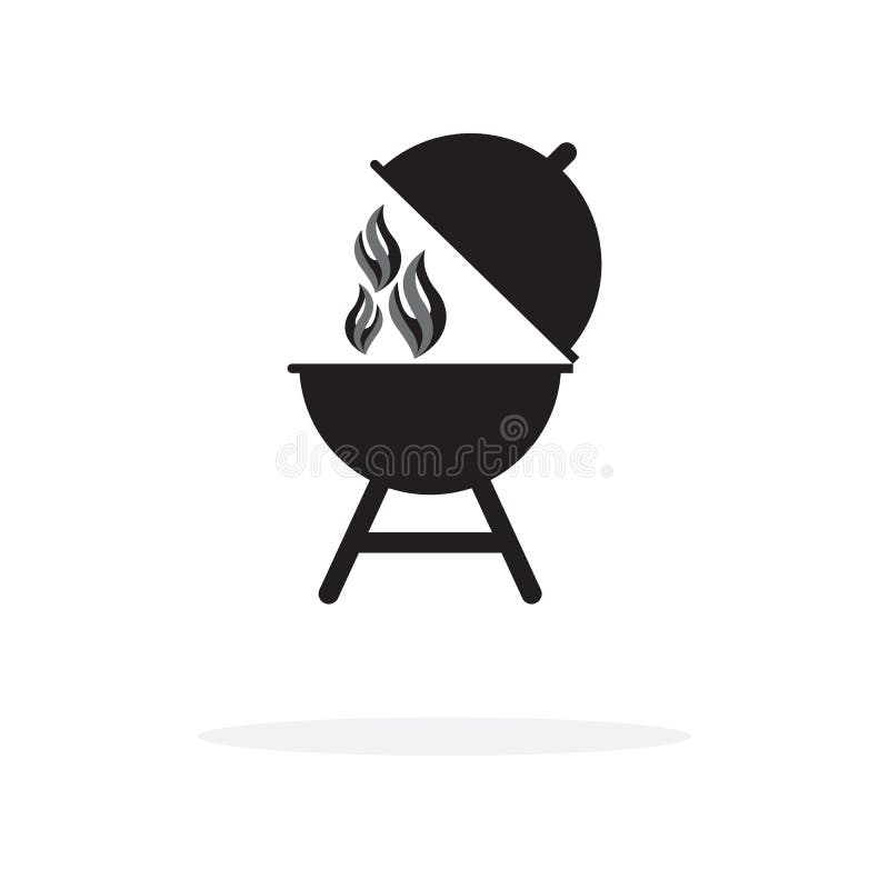 BBQ Grill Simple and Symbol Icon with Smoke or Steam Logo Stock Vector ...