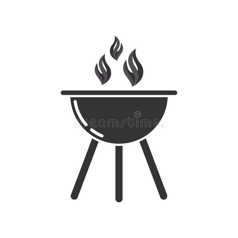 BBQ Grill Simple and Symbol Icon with Smoke or Steam Logo Stock Vector ...