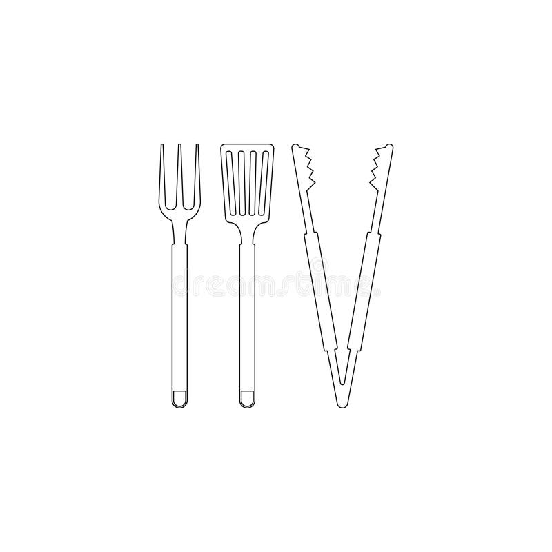 BBQ or Grill Tools. Crossed Barbecue Fork with Spatula. Flat Vector ...