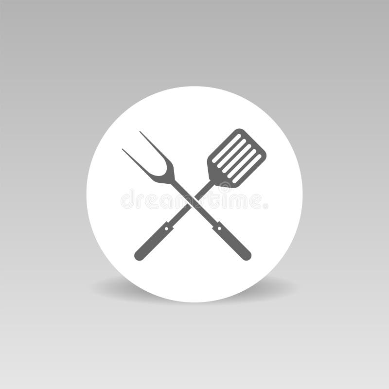 BBQ Grill Tools Vector Icon Barbecue Fork with Spatula Stock Vector ...