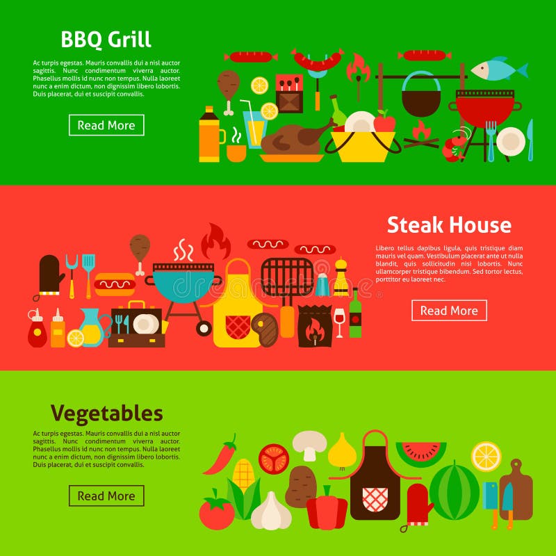 BBQ Grill Web Banners stock vector. Illustration of menu - 123743439