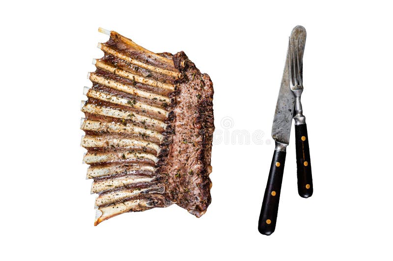 BBQ Grilled Rack of Lamb Mutton Ribs Chops Isolated on White Background ...