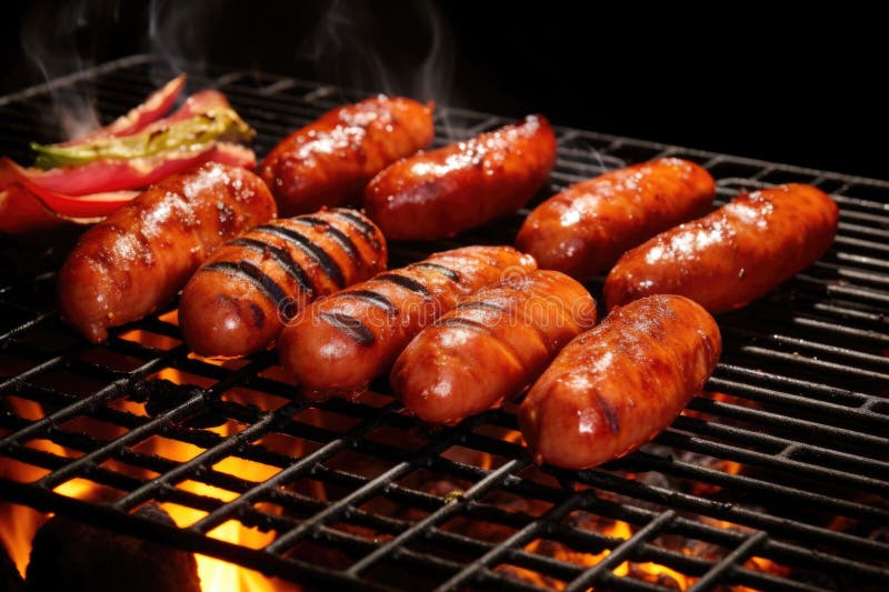 Bbq Hot Links and Sausages with Grill Marks Stock Photo - Image of ...