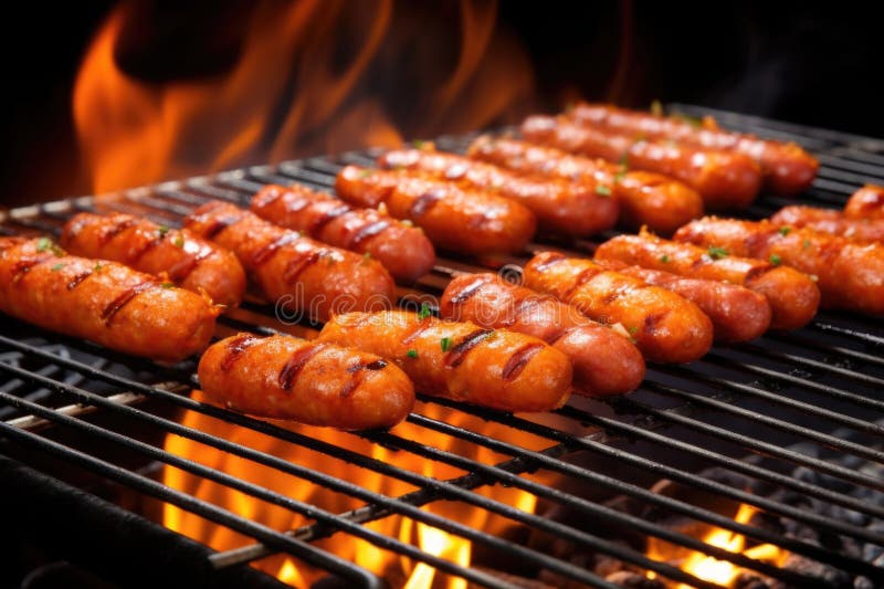 Bbq Hot Links Shown on a Grill with Smoke Stock Photo - Image of ...