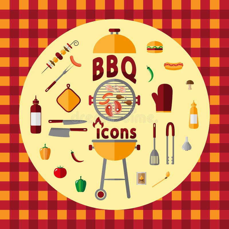 BBQ icon set. stock illustration. Illustration of logo - 94532782