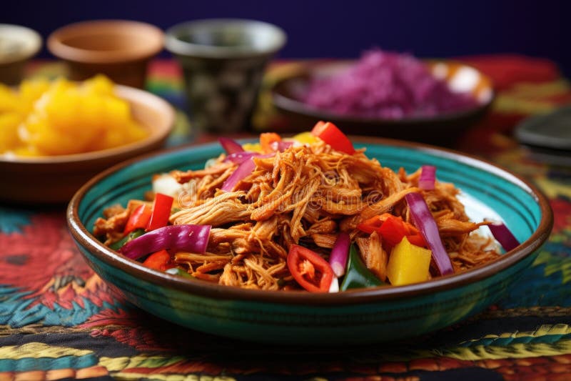 Bbq Jackfruit Dish Served on a Colourful Plate Stock Photo - Image of ...