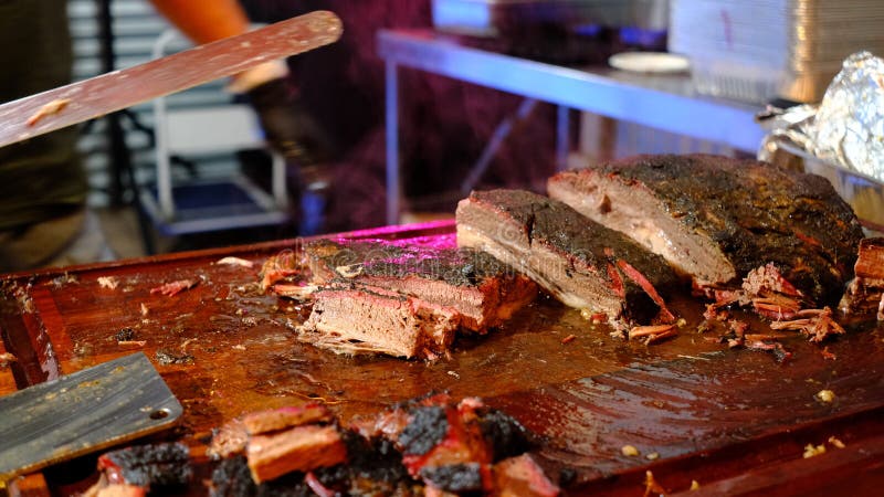 BBQ Lamb Meat that is Being Cut on Chopping Board Stock Image - Image ...