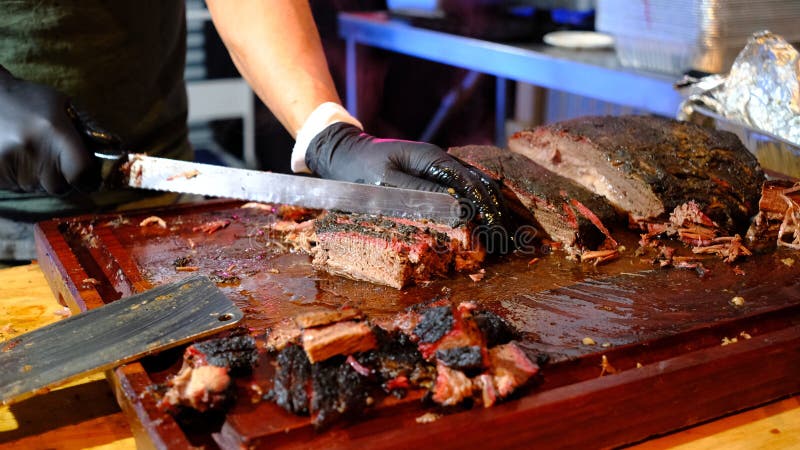BBQ Lamb Meat that is Being Cut on Chopping Board Stock Image - Image ...
