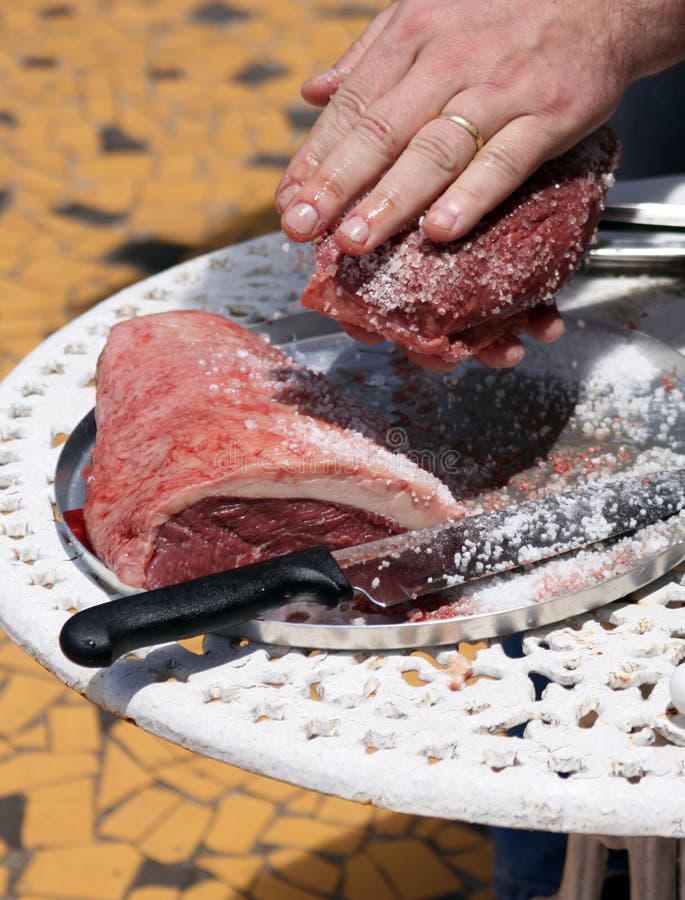 BBQ meat being prepared stock image. Image of table, preparation - 12011247