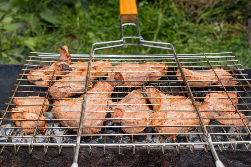 BBQ Meat on the Grill Delicious Chunks of Grilled Stock Image - Image ...