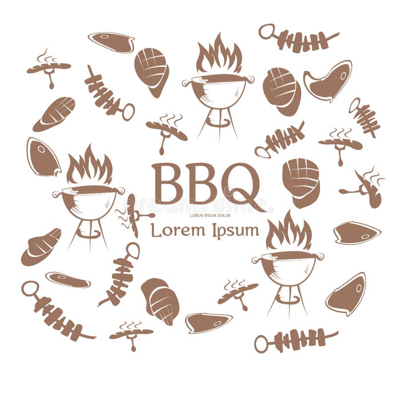 BBQ Outline Background Vector Illustration. Stock Vector - Illustration ...