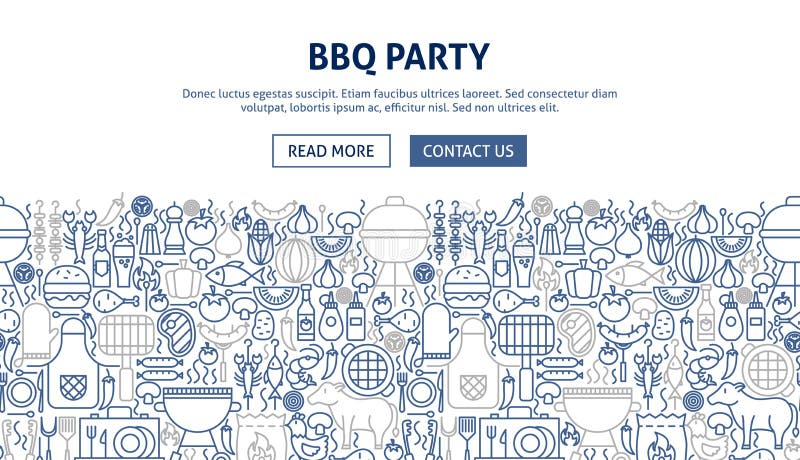BBQ Party Banner Design stock vector. Illustration of chicken - 115129359