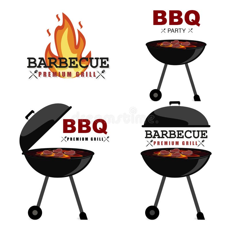 BBQ Party. Barbecue Set in Vector Style. Bbq Grill, Summer Style Stock ...