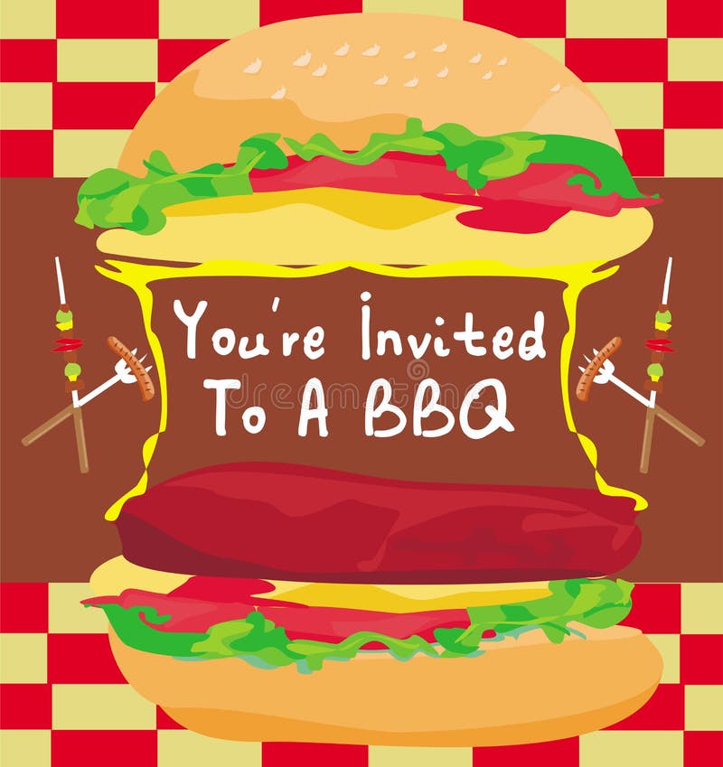 BBQ Party Big Burger Invitation Stock Vector - Illustration of cheese ...