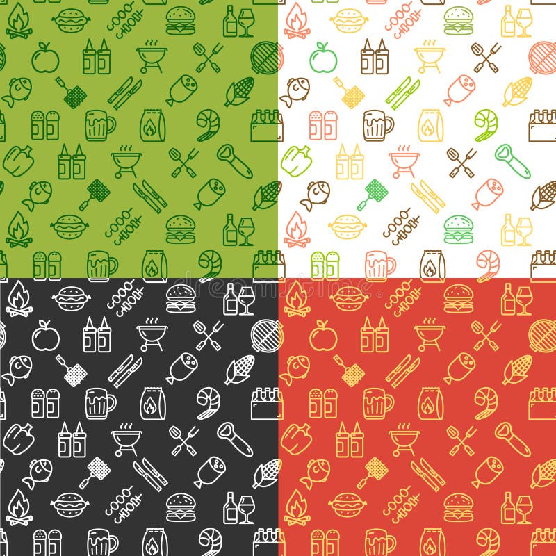 Bbq Party Signs Seamless Pattern Background Set. Vector Stock Vector ...