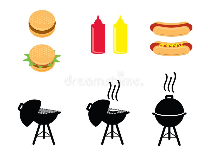 BBQ-iconen stock illustratie. Illustration of voedsel - 19831850