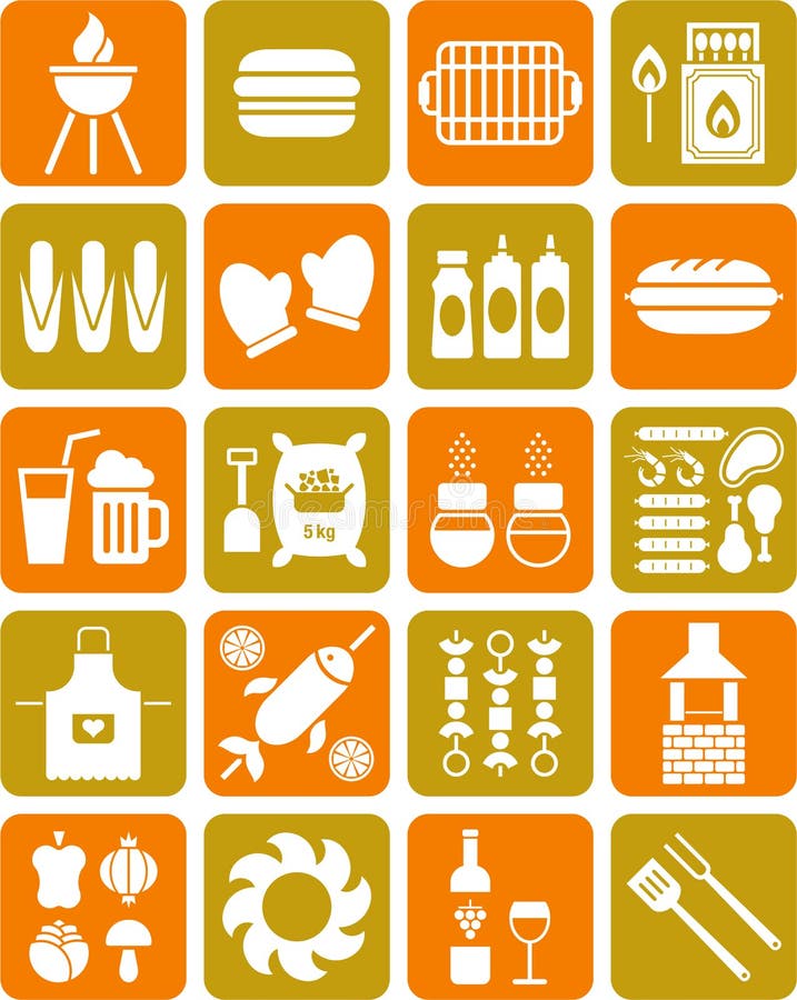 BBQ pictogrammen vector illustratie. Illustration of hitte - 26812682