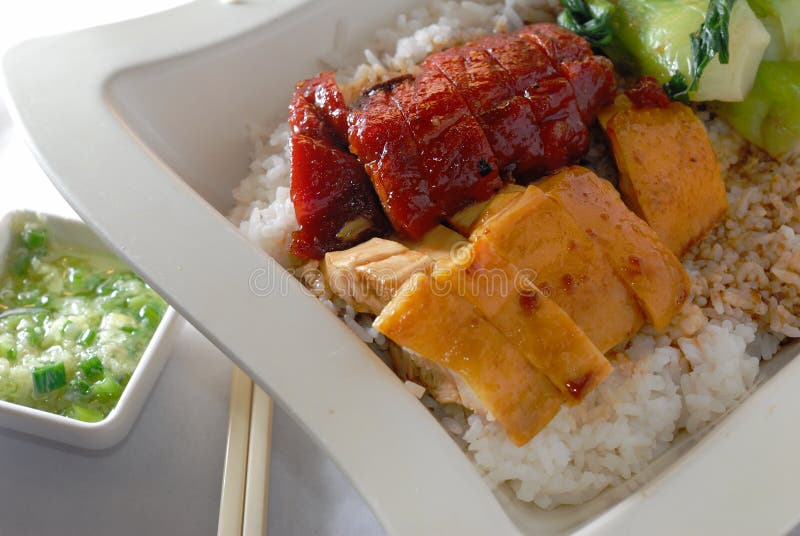 BBQ pork and chicken rice stock photo. Image of chinese - 26299102