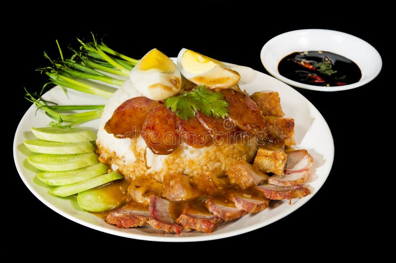 BBQ Pork and Crispy Pork with Rice Stock Photo - Image of food, chinese ...