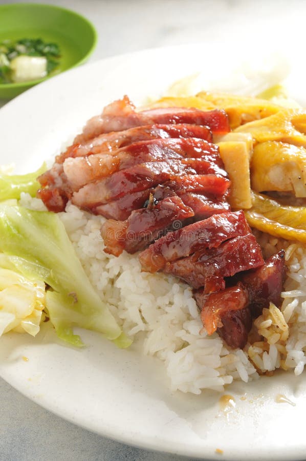 BBQ pork rice stock photo. Image of china, sausage, vegetable - 64383046