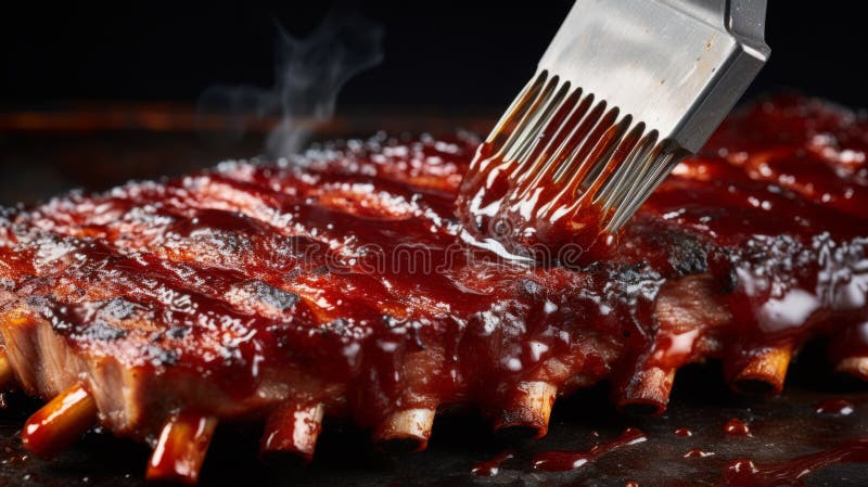 Bbq Ribs Brushed with Glaze, Flavor Infusion Visual Stock Illustration ...