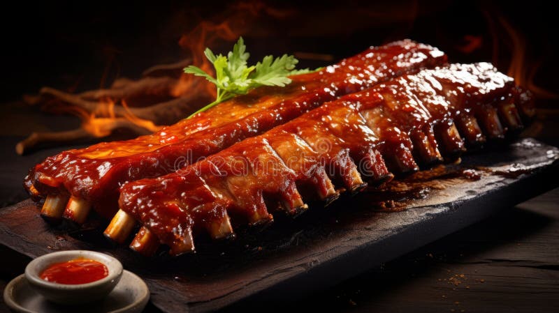 BBQ Ribs Coated in Sauce, Indulgence Visual Stock Illustration ...