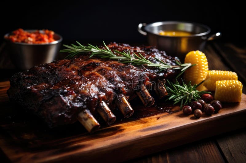 Bbq Ribs with Corn on the Cob Side Dish Stock Image - Image of meal ...