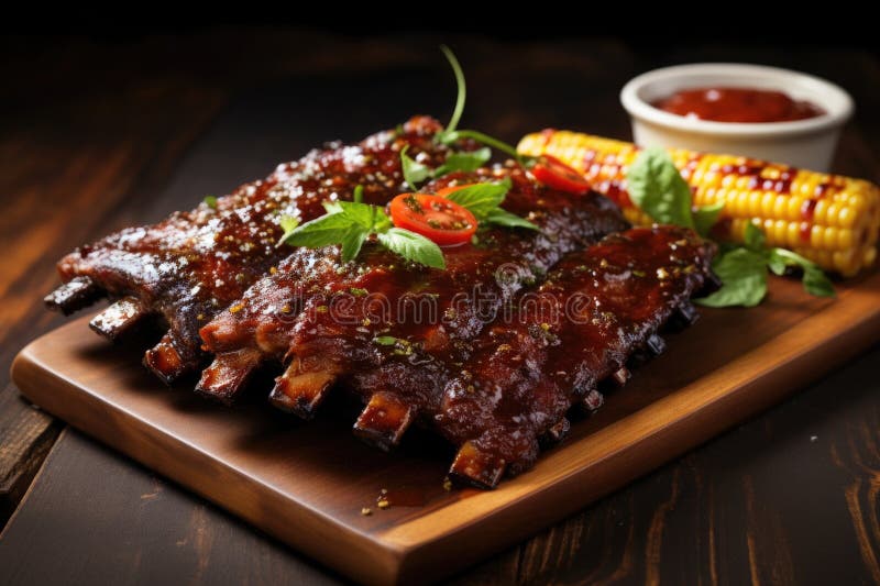 Bbq Ribs with Corn on the Cob Side Dish Stock Illustration ...