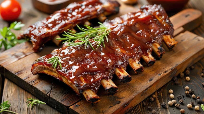 BBQ Ribs Glazed with Smoky Barbecue Sauce Stock Illustration ...
