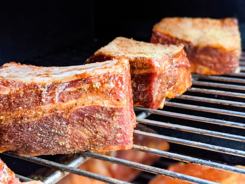 Bbq Ribs Prepared for a Meal in the Bbq Smoker Stock Image - Image of ...