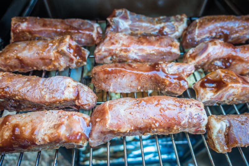 Bbq Ribs Prepared Using Electric Smoker Stock Image - Image of cookout ...