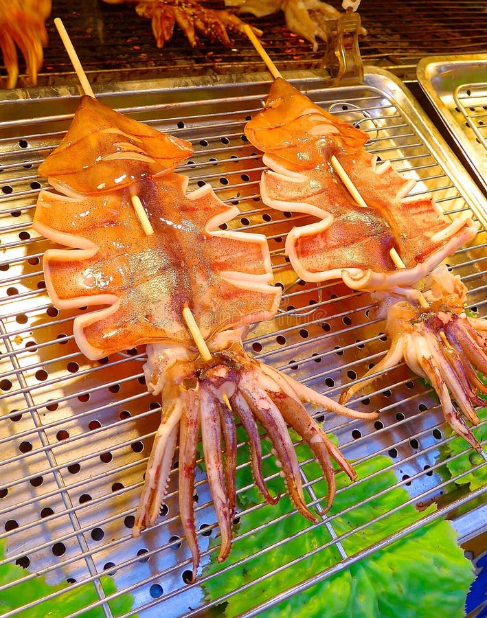 BBQ Squid on a Stick stock photo. Image of grill, lunch - 39957208