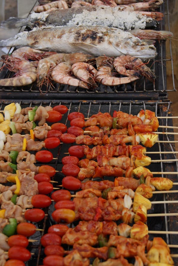 BBQ and Seafoods stock photo. Image of shrimp, chicken - 14129726