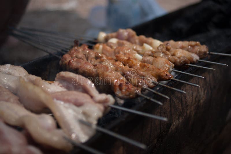 BBQ smoked meat stock photo. Image of healthy, kababs - 58936316