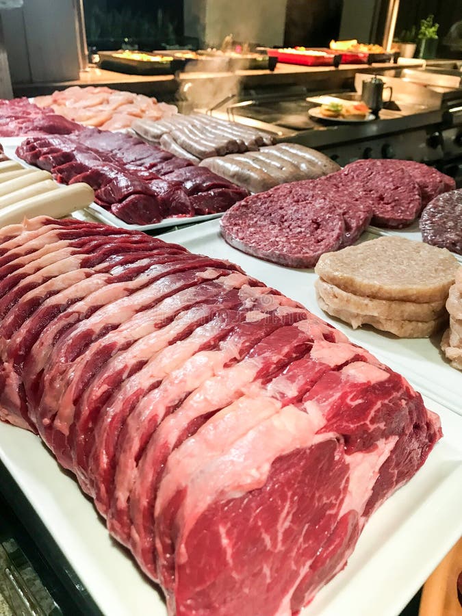 BBQ Steak Night Buffet Display Stock Photo - Image of design ...