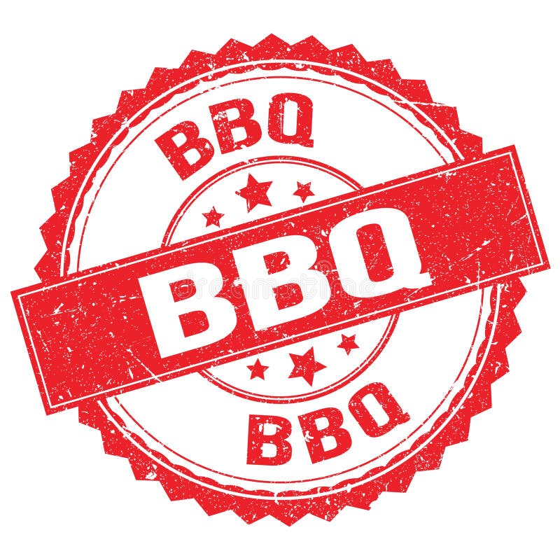 BBQ Text on Red Round Stamp Sign Stock Illustration - Illustration of ...