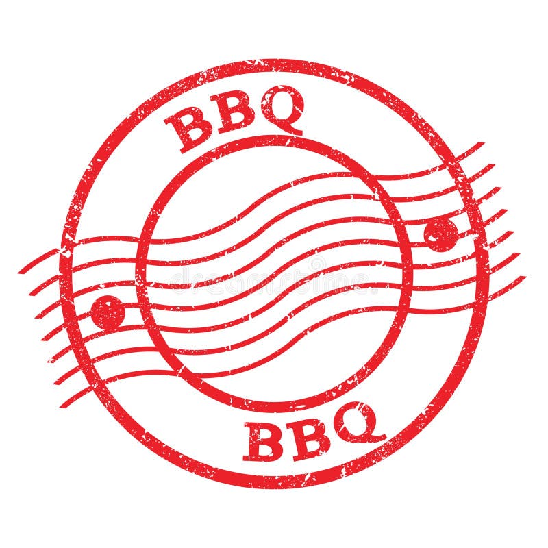 BBQ, Text Written on Red Postal Stamp Stock Illustration - Illustration ...