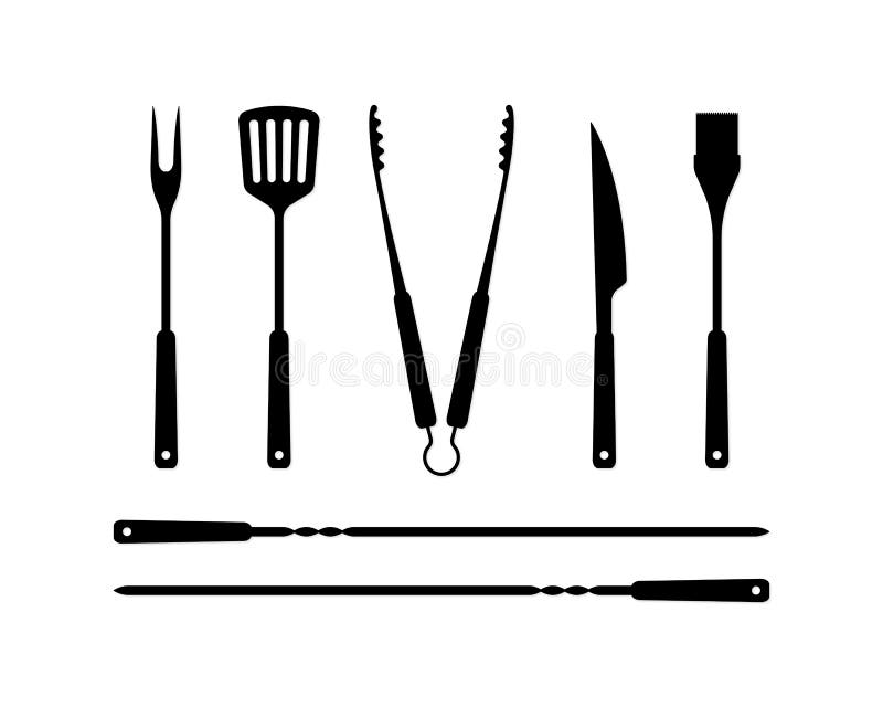 BBQ Tool Set Grill Accessories Spatula Fork Brush Tongs Knife Skewers ...