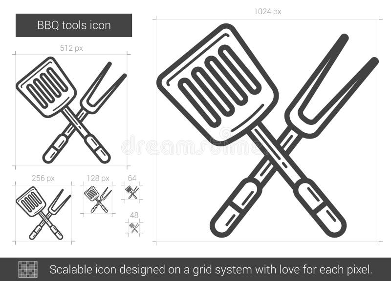 BBQ tools line icon. stock vector. Illustration of device - 82552606