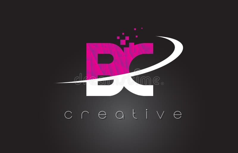 BC B C Creative Letters Design with White Pink Colors Stock Vector ...