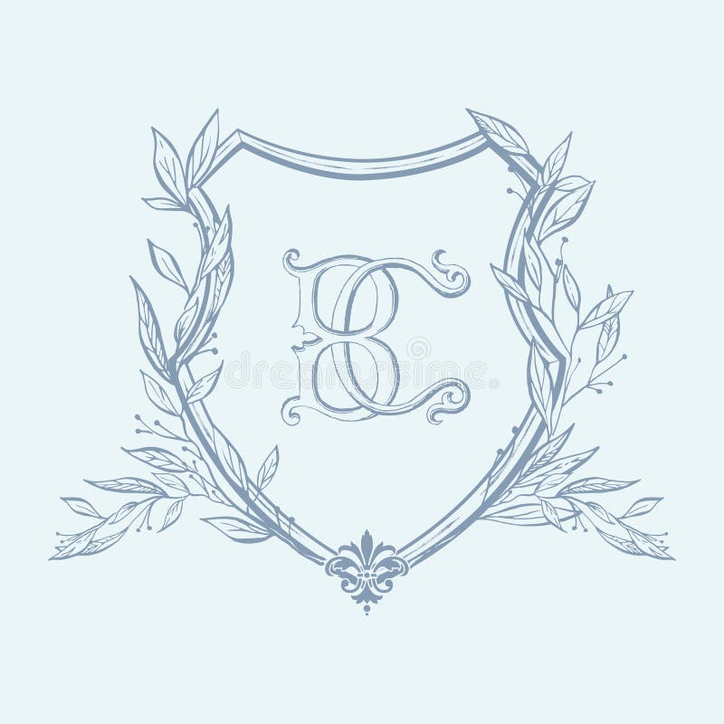 Vintage BC Initial Wedding Crest Design. Stock Vector - Illustration of ...