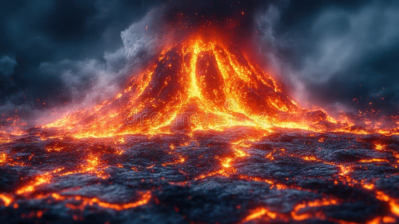 10000 BC Landscape with Volcanoes Stock Image - Image of active ...