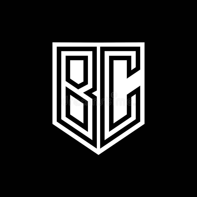 BC Logo Monogram Shield Geometric Black Line Inside White Shield Color ...