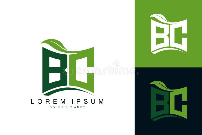 BC Logo Monogram with Green Leaf Nature Organic Bio Curved Shape ...