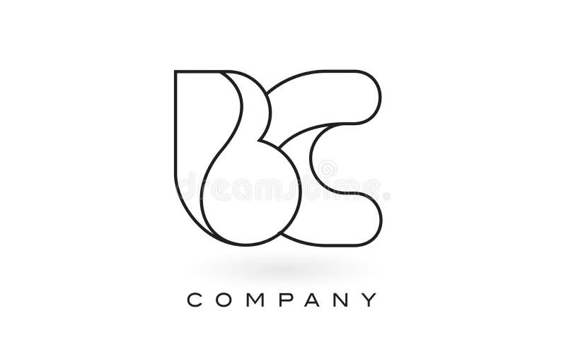 BC Monogram Letter Logo with Thin Black Monogram Outline Contour Stock ...