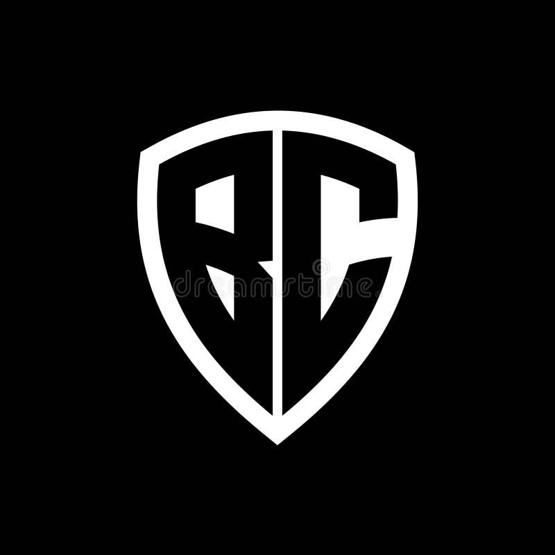 BC Monogram Logo with Bold Letters Shield Shape with Black and White ...